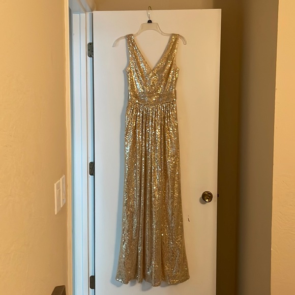 Kate Kasin | Dresses | Kate Kasin Women Gold Sequin Bridesmaid Dress ...